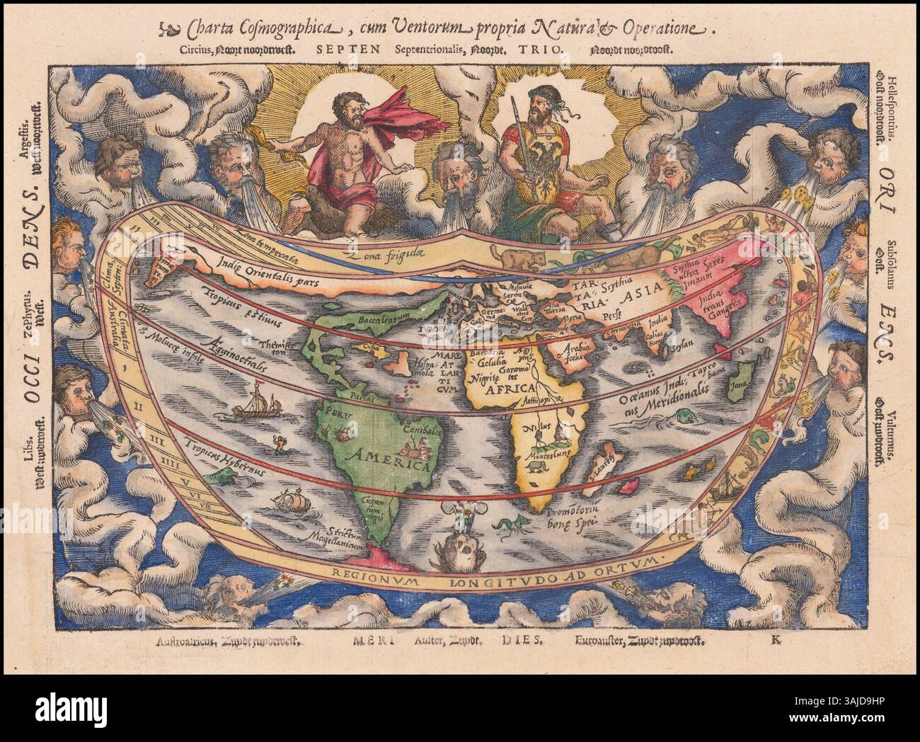 The *Charta Cosmographica* of 1544 by Petrus Apianus maps the world ...