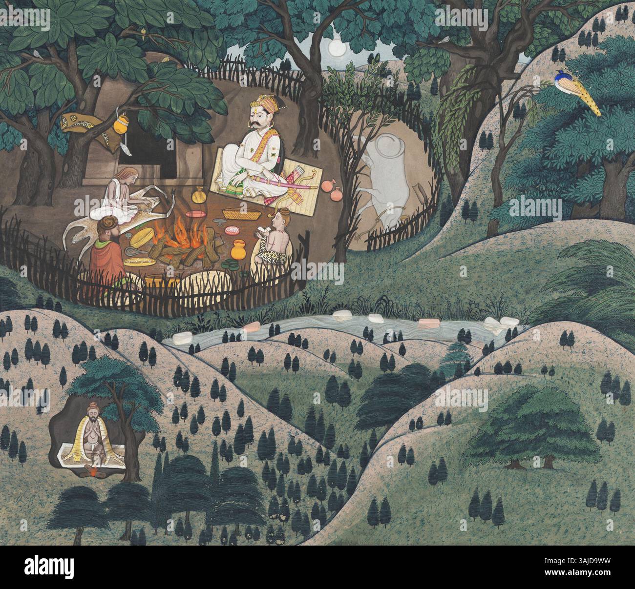 This mid-19th-century Pahari painting illustrates King Dushyanta ...