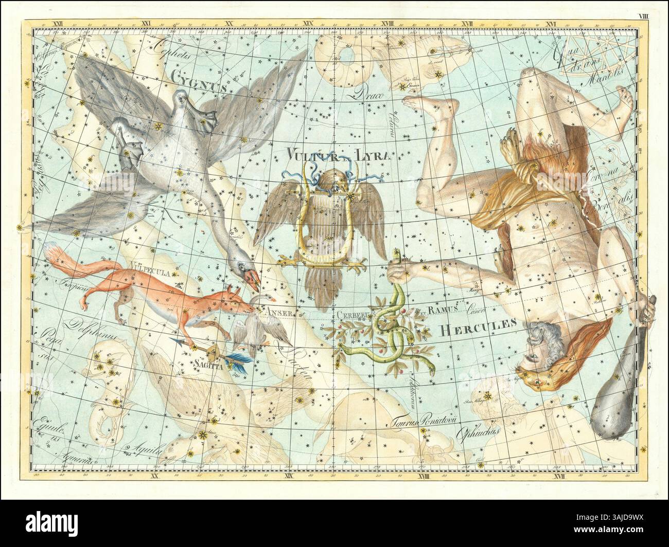 This 1801 celestial map by Johann Elert Bode depicts the constellations ...