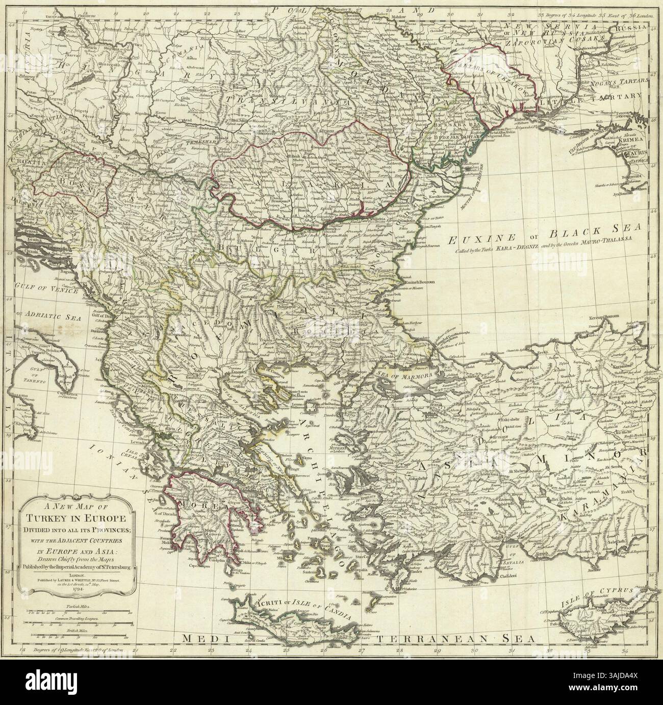 This 1794 map of Turkey in Europe, created by François Vivarès and ...