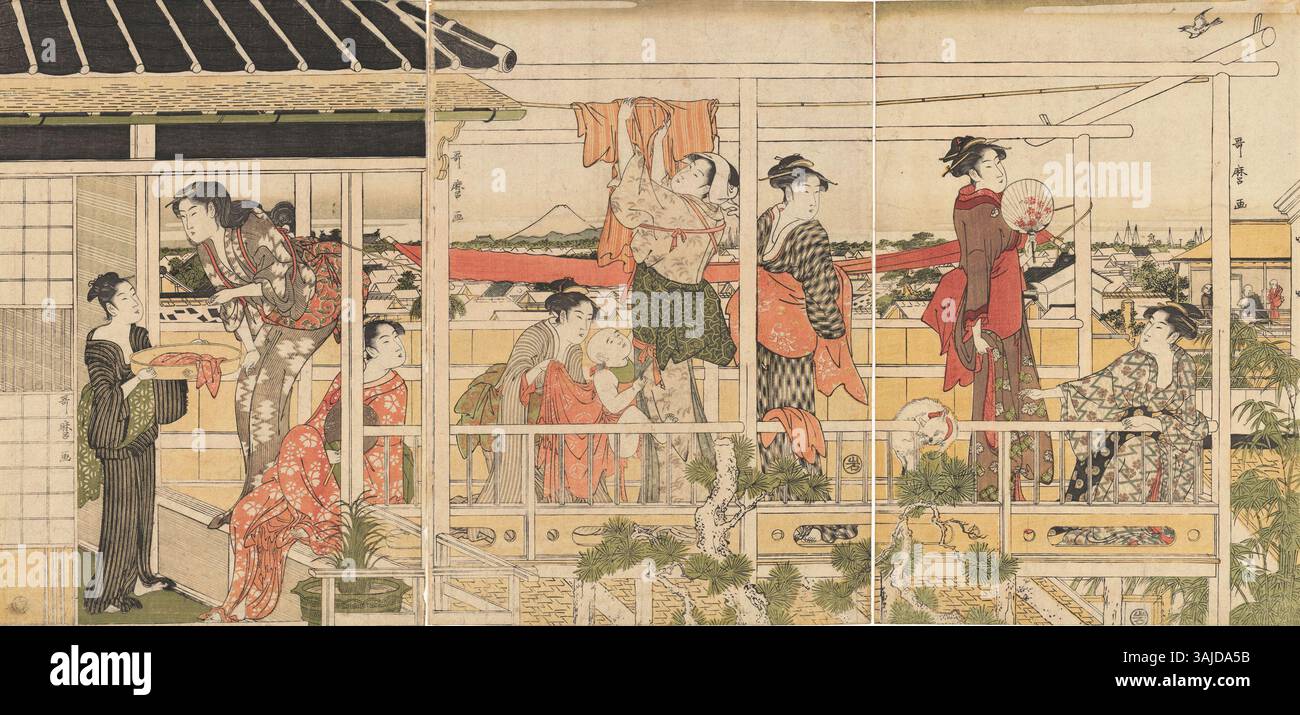 This woodblock print by Kitagawa Utamaro, dating to circa 1790, depicts ...