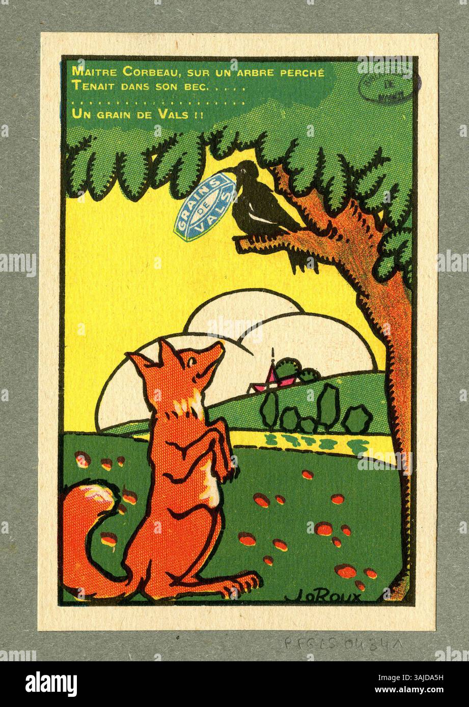 This print illustrates the famous French fable of 'Maître Corbeau ...