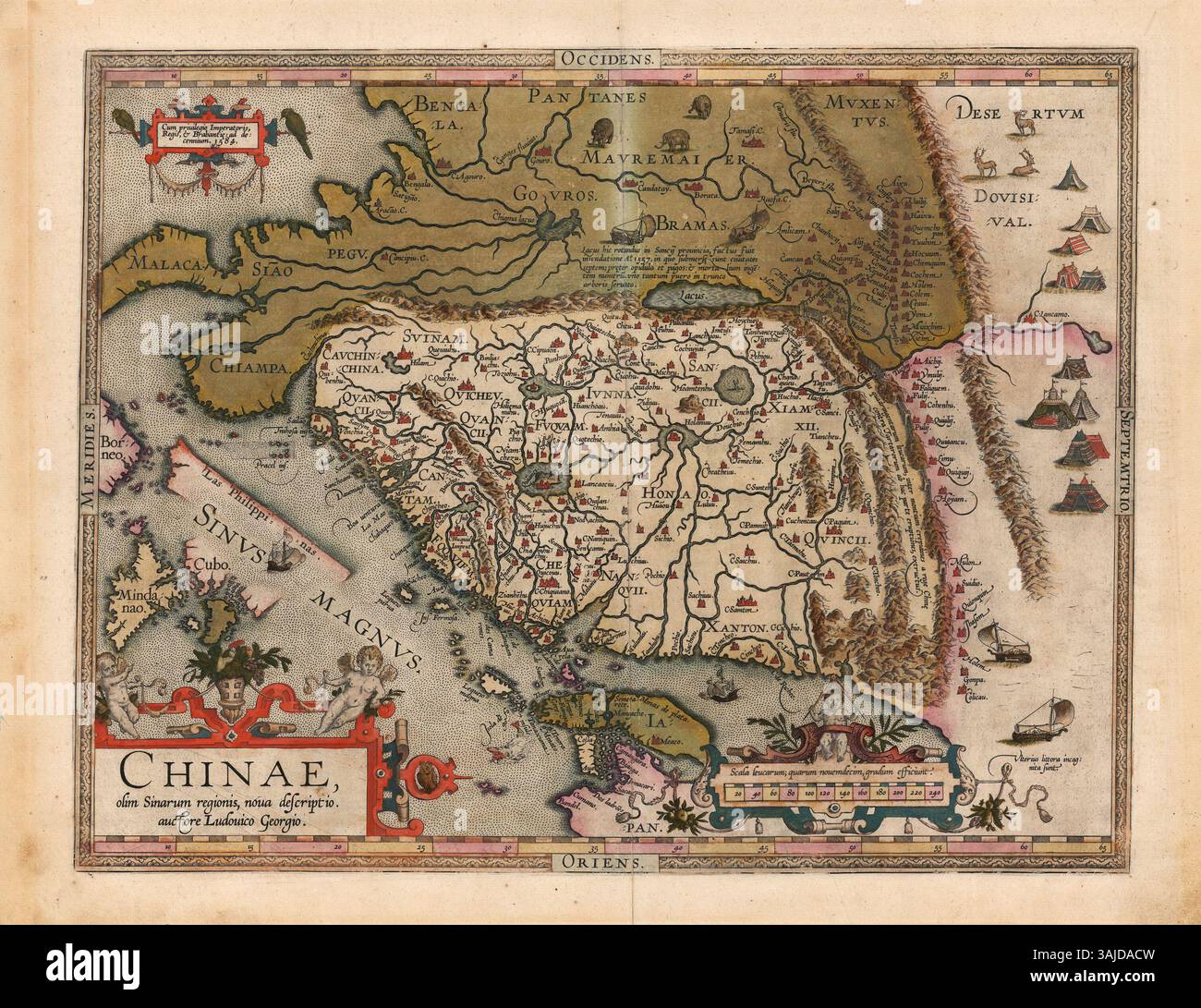 Abraham Ortelius' 1584 map 'Chinae', depicting China and its ...