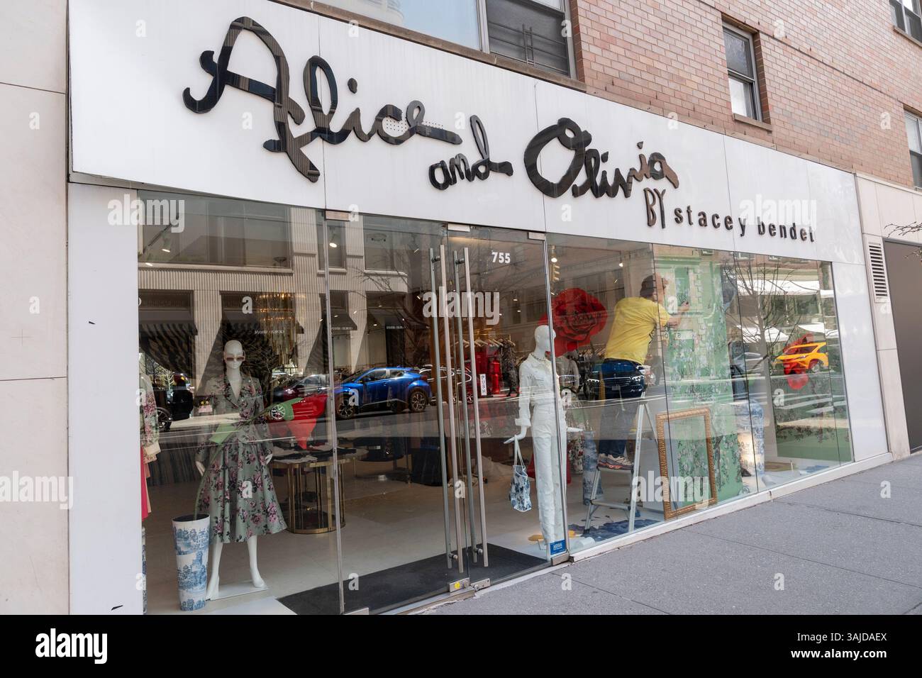 New York, NY, April 10, 2025: View of high fashion Alice and Olivia store on Madison Avenue in ...