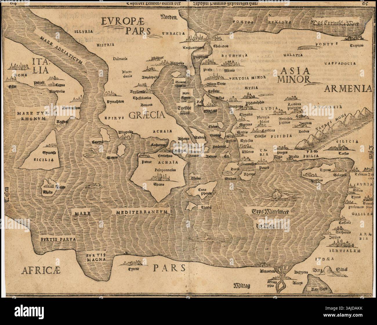 Heinrich Bünting’s 1581 map of the Eastern Mediterranean displays the ...