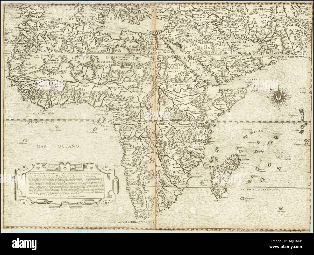 This 1562 map by Paolo Forlani illustrates Africa, highlighting ...
