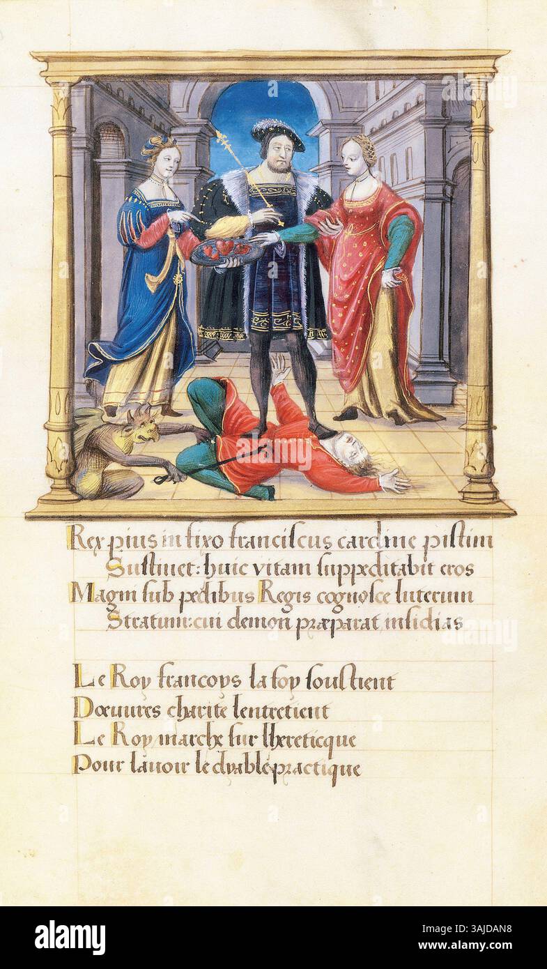 This illuminated manuscript from circa 1530-1531 depicts a king ...