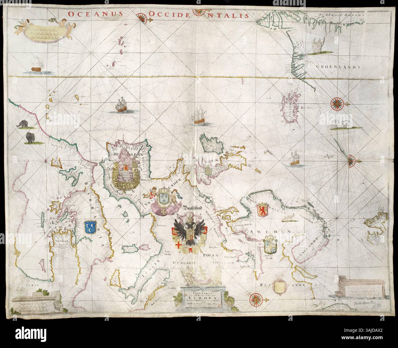 Map by Willem, Pieter, and Joan Blaeu from 1677, titled 'Pascaarte van ...