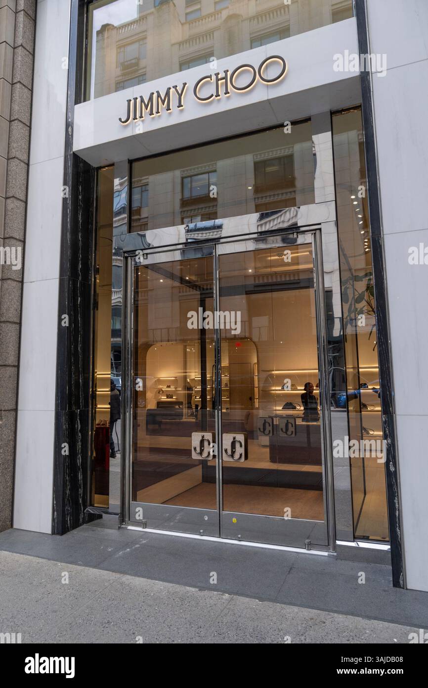 New York, NY, April 10, 2025: View of high fashion Jimmy Choo store on ...