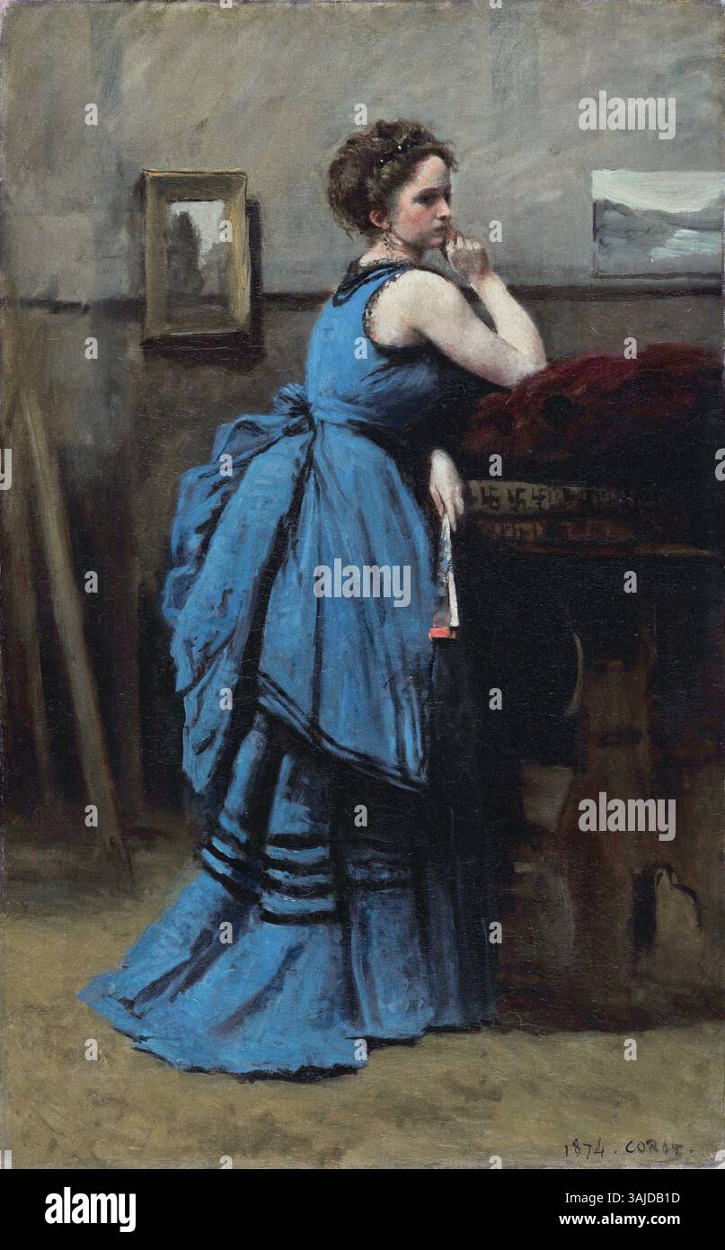 'Lady in Blue' (1874) is an oil painting by Jean-Baptiste-Camille Corot ...