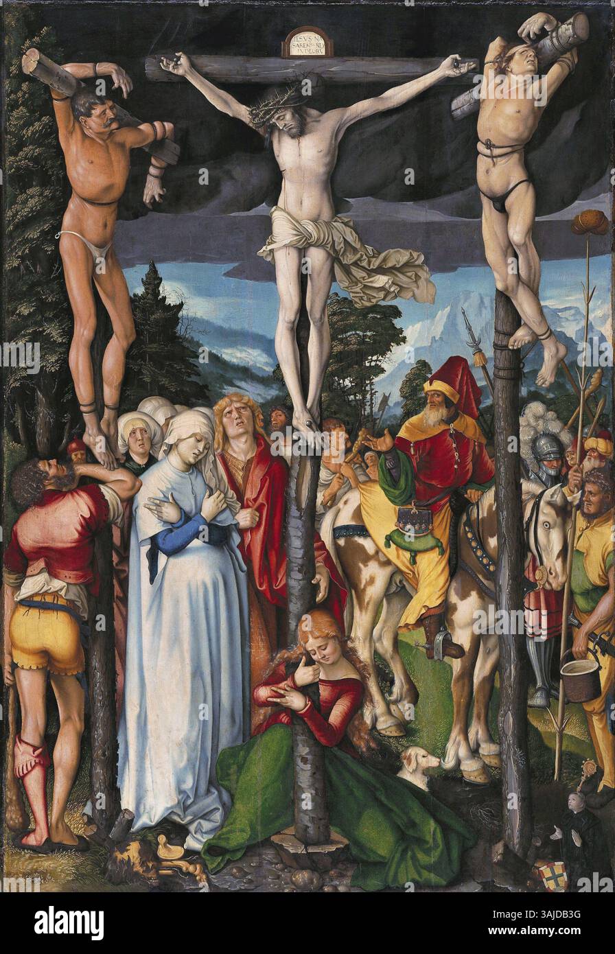 'Die Kreuzigung Christi' (The Crucifixion of Christ), painted by Hans Baldung Grien in 1512, is ...