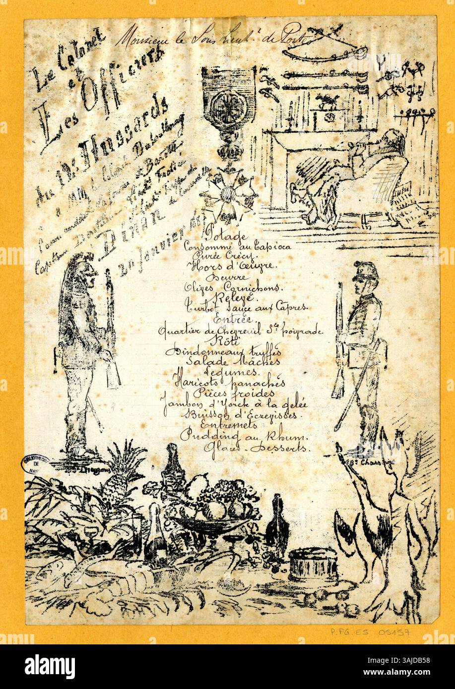 A print titled 'Le colonel et les officiers du 12e hussards,' created ...