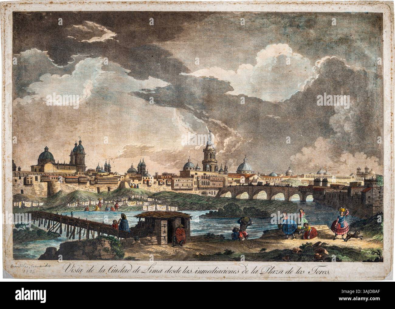 This 18th-century painting by Fernando Brambila depicts a view of Lima ...