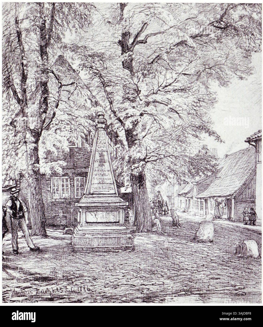 Drawing by Johann Theobald Riefesell from July 25, 1886, commemorating ...