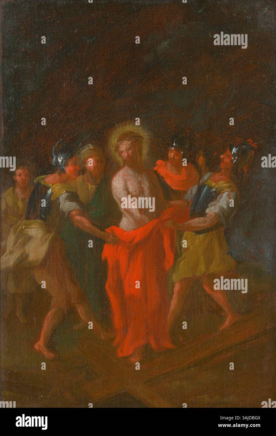 In this 1770 oil on canvas, István Schaller portrays the moment when Jesus is stripped of his ...