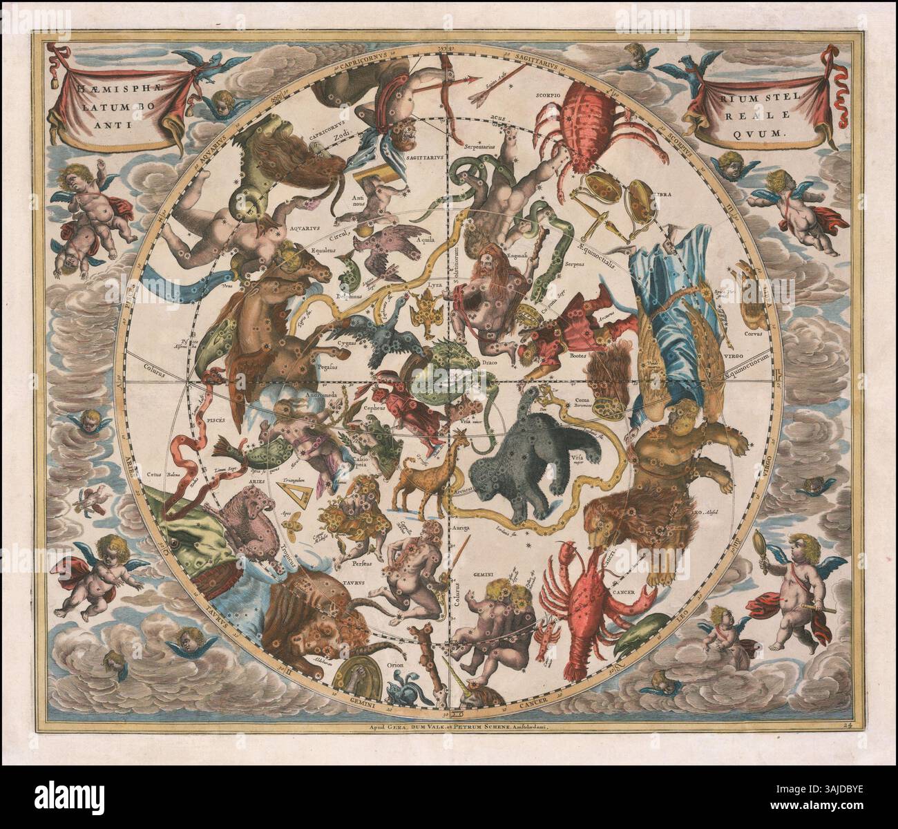 A 1660 celestial map by Andreas Cellarius featuring the northern star ...