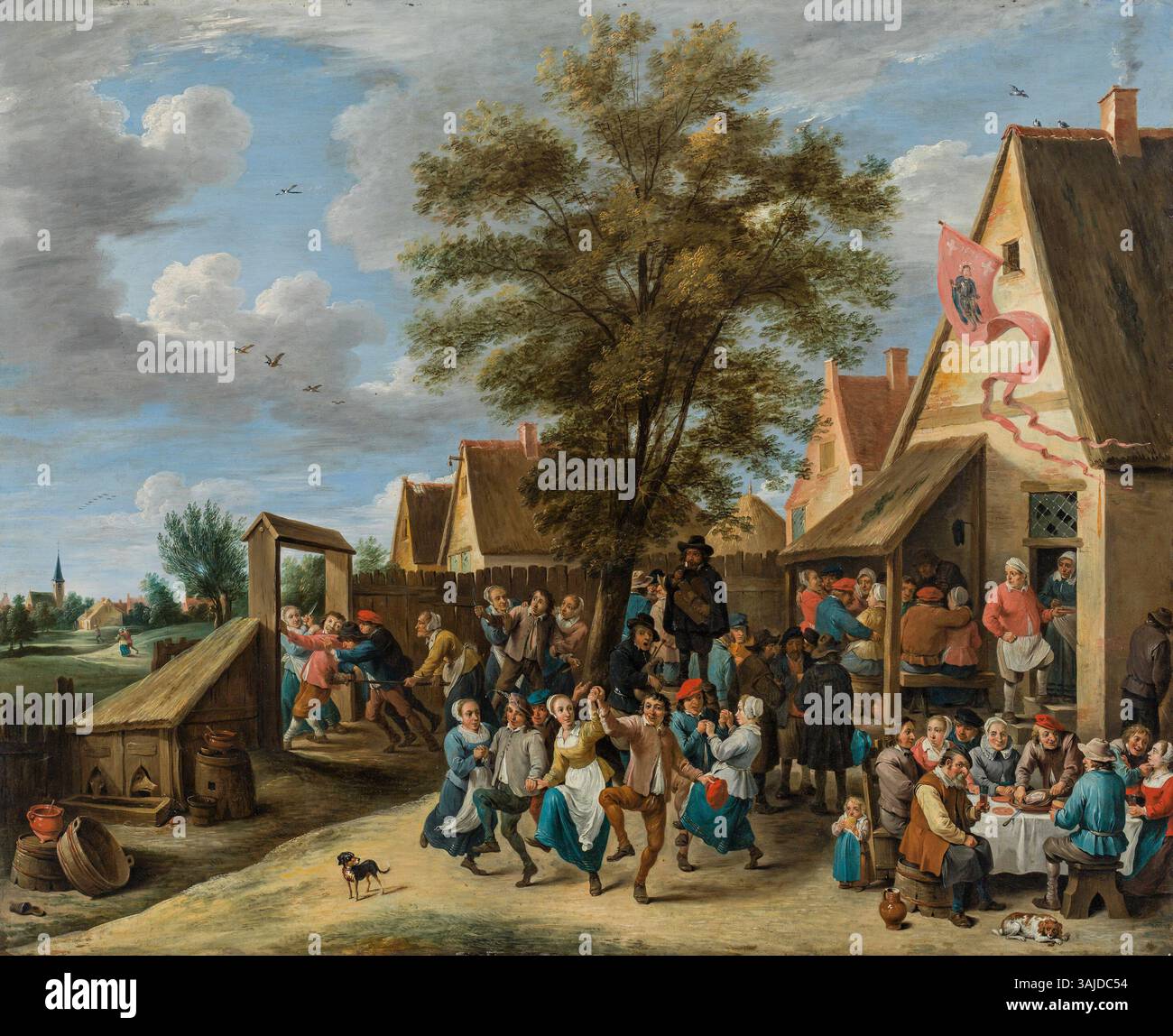 Abraham Teniers' 'Village Kermesse with Peasants Dancing' (1646), an ...