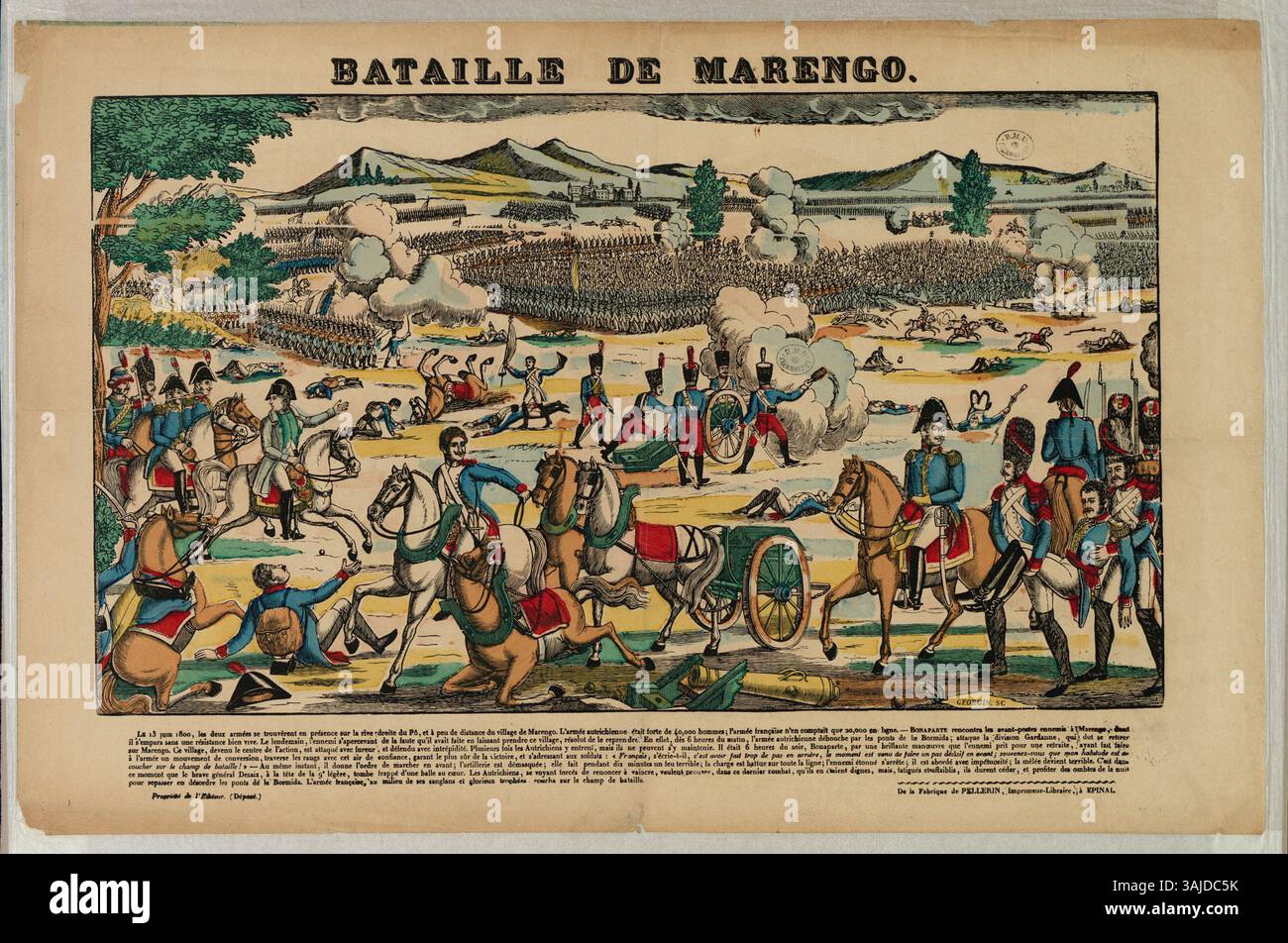 Wood engraving print from the Boyer collection showing the Battle of ...