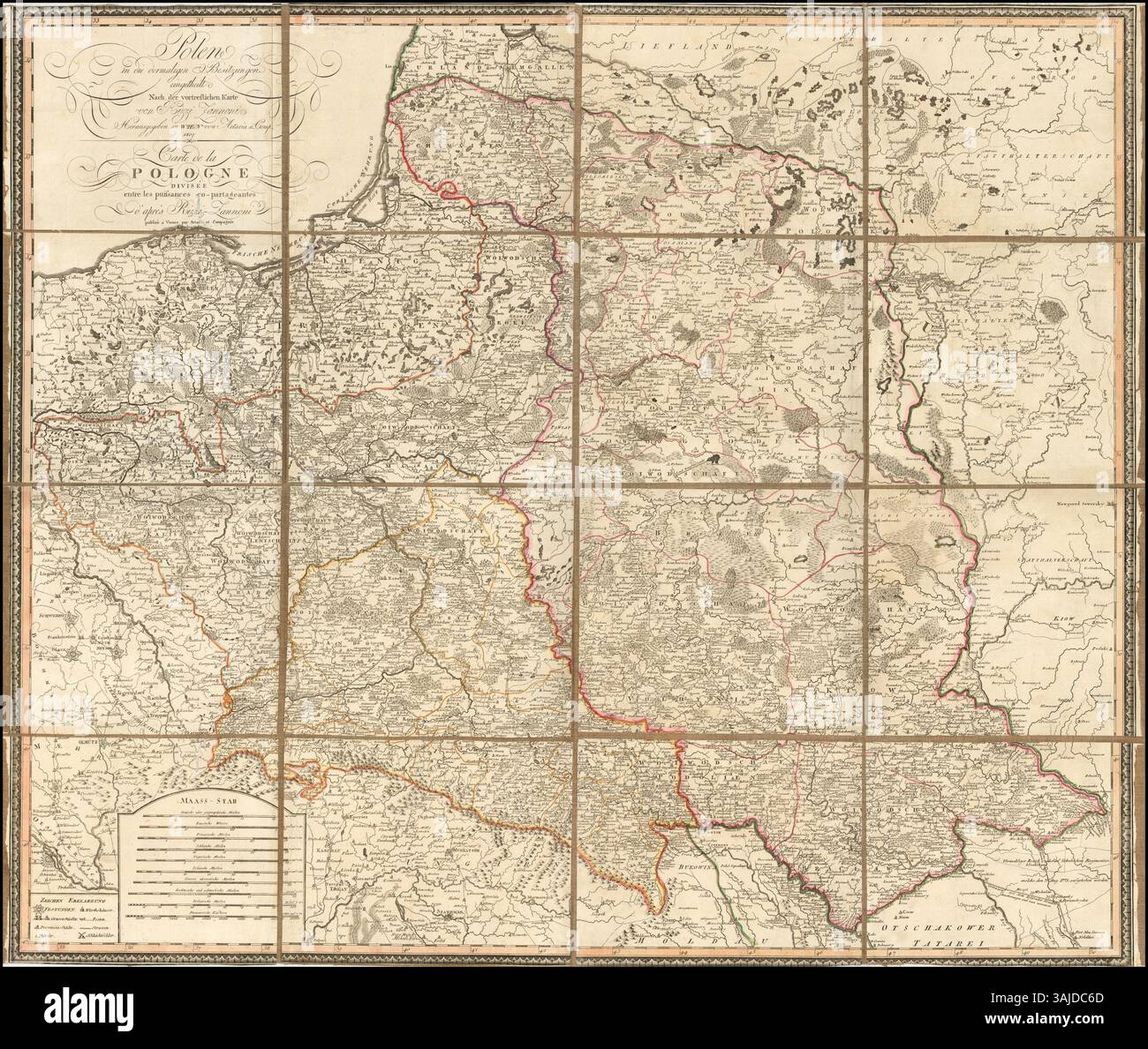 A 1807 map of Poland created by Giovanni Antonio Rizzi Zannoni, showing ...