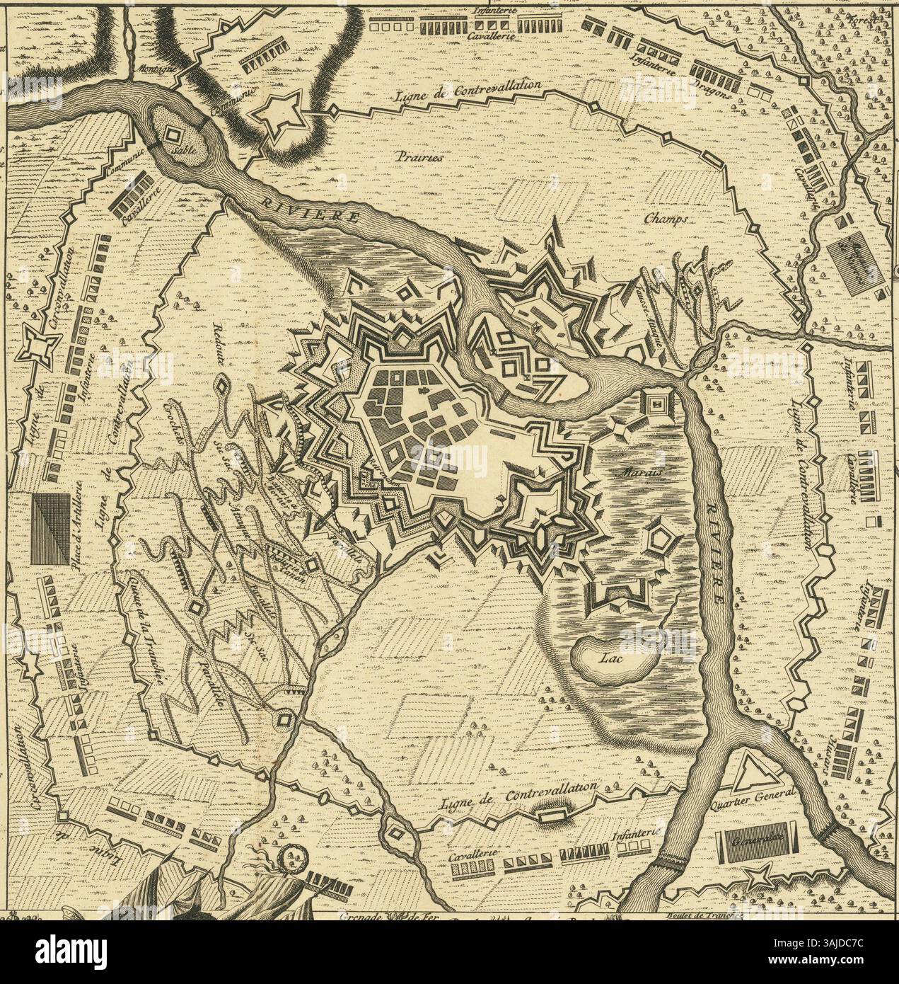 This 1720 map by Covens & Mortier illustrates military fortifications ...