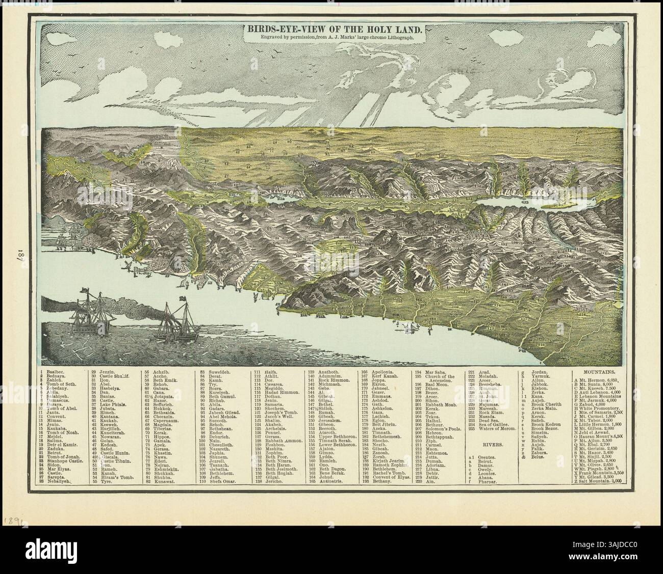 'Bird's Eye View of the Holy Land' (1891) by George F. Cram is a ...