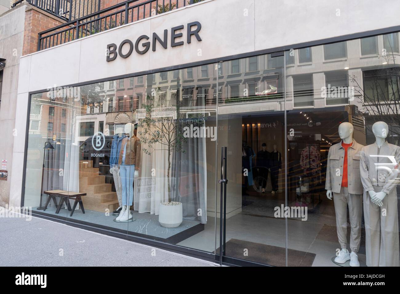 View of high fashion Bogner store on Madison Avenue in New York on ...