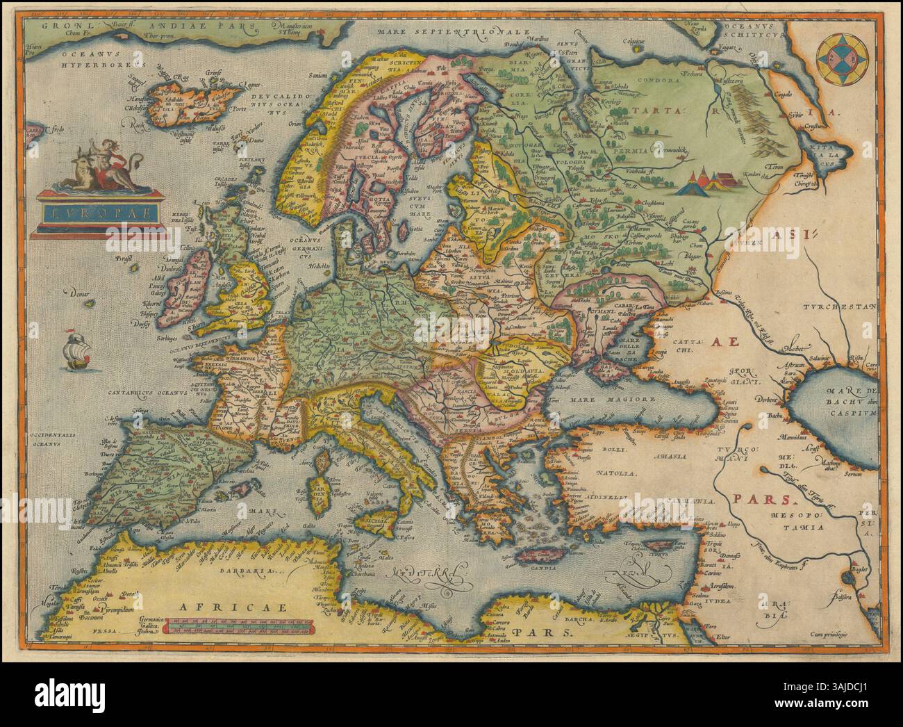 Abraham Ortelius' 1572 map of Europe from 'Theatrum Orbis Terrarum ...
