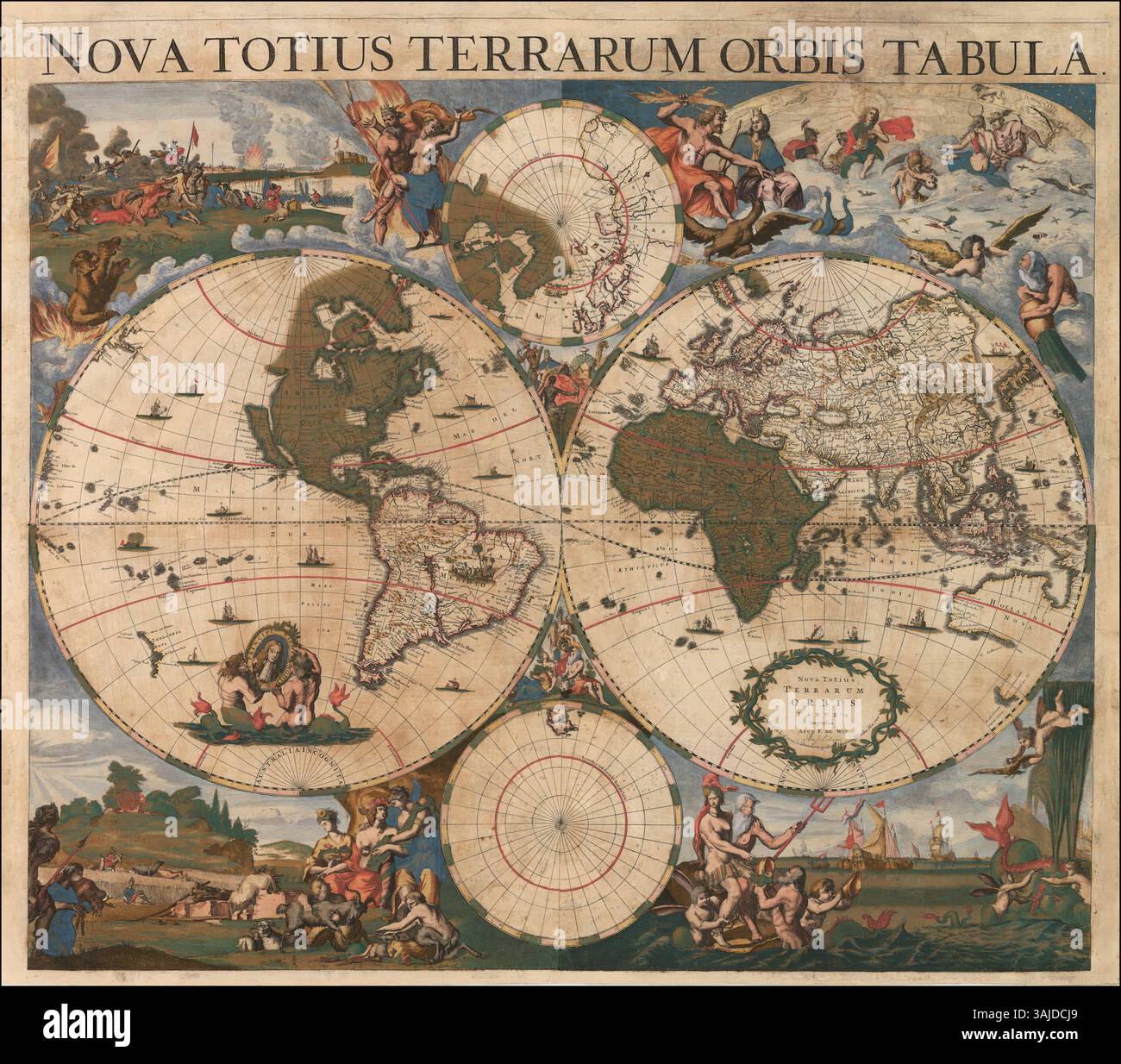 Created between 1670 and 1700 by Frederik de Wit, this 17th-century world map titled 'Nova ...