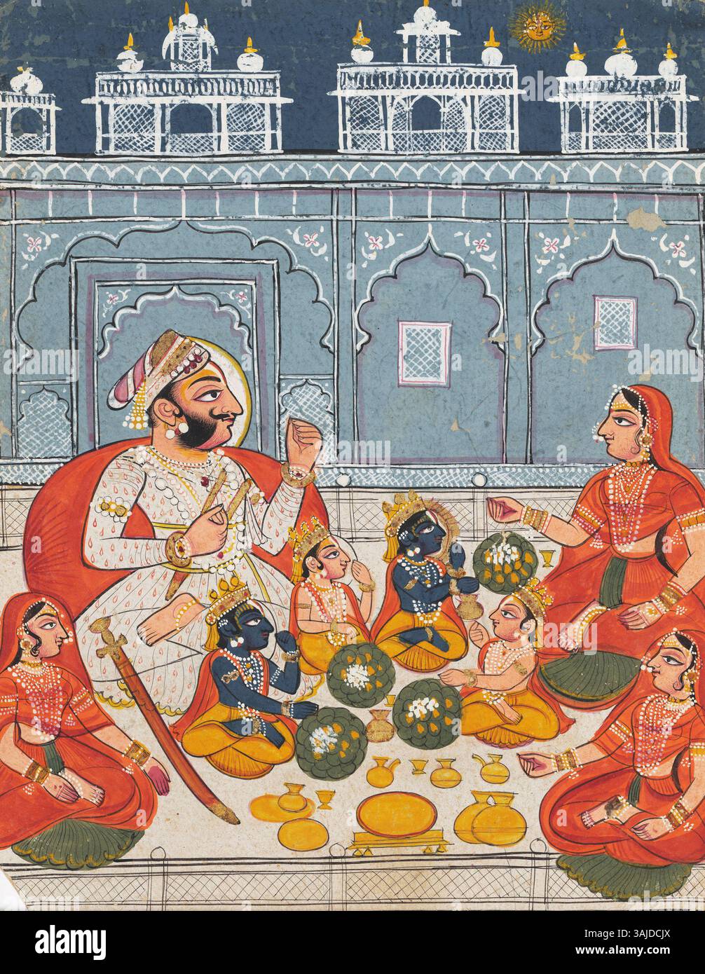 This 19th-century painting depicts Rama with his brothers, accompanied ...