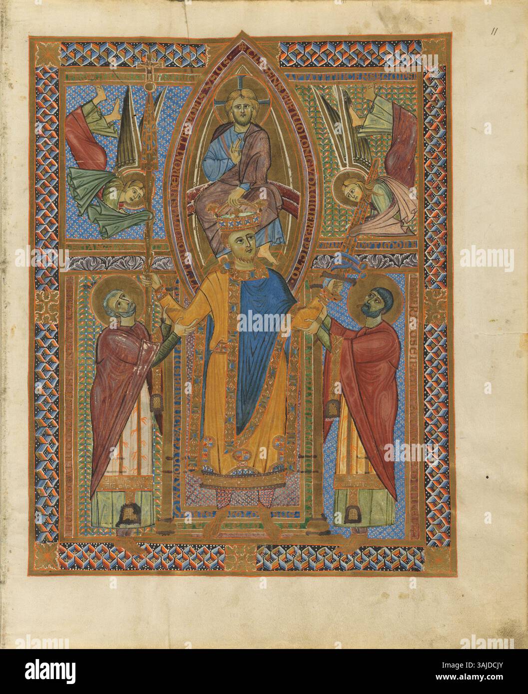 This medieval artwork, depicting the coronation of Emperor Heinrich II, is a reproduction from ...