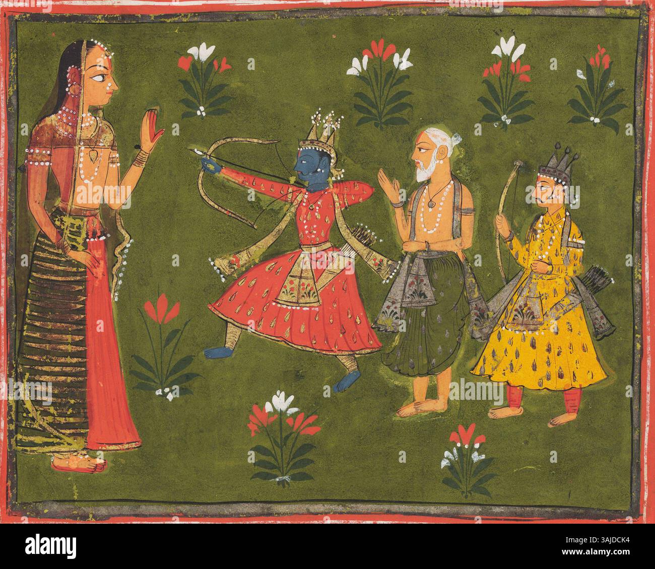This 18th-century painting from India depicts the mythological scene of ...