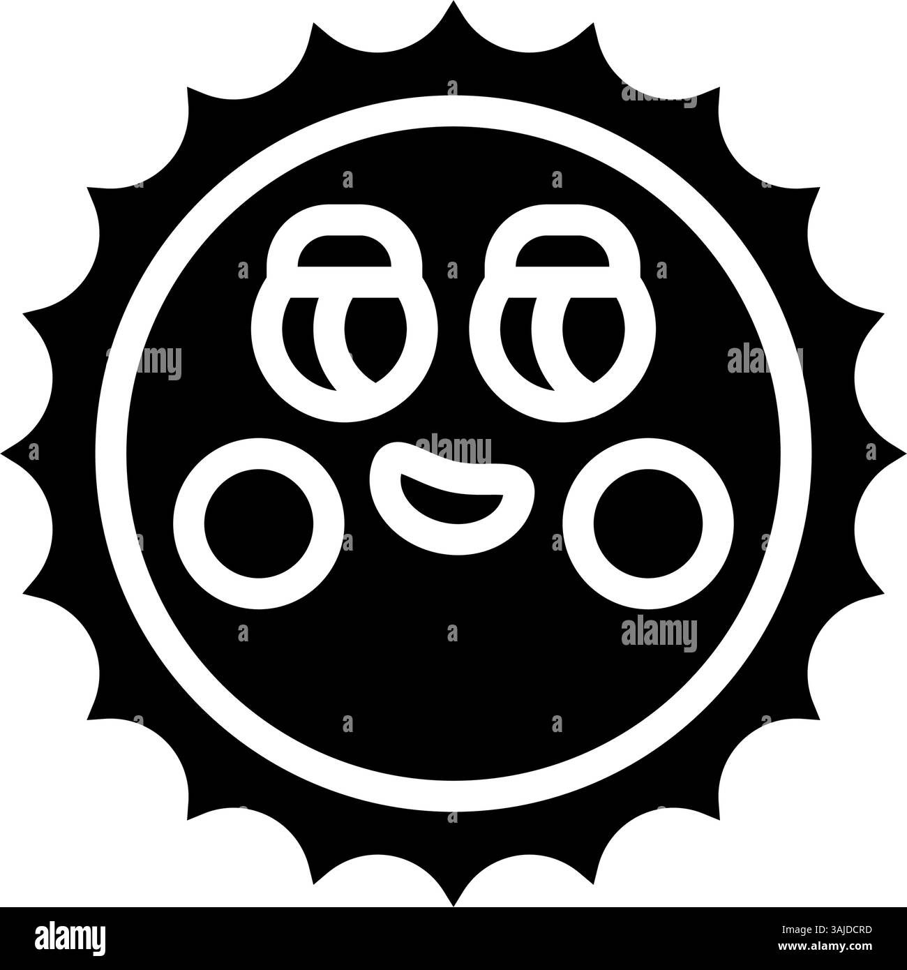 blushing cheeks cute sun character glyph icon vector illustration Stock ...