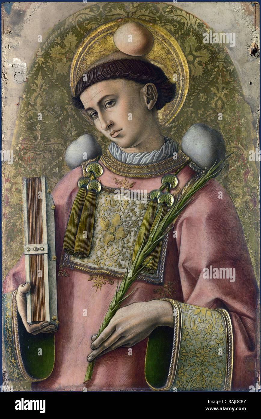 St. Stephen from the Demidoff Altarpiece, painted by Carlo Crivelli in ...