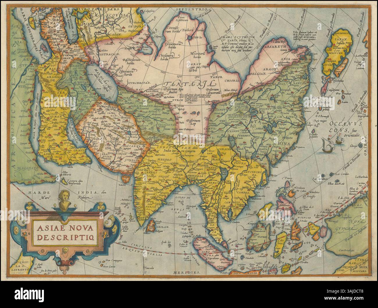 Abraham Ortelius' 1572 map of Asia from 'Theatrum Orbis Terrarum' is a ...