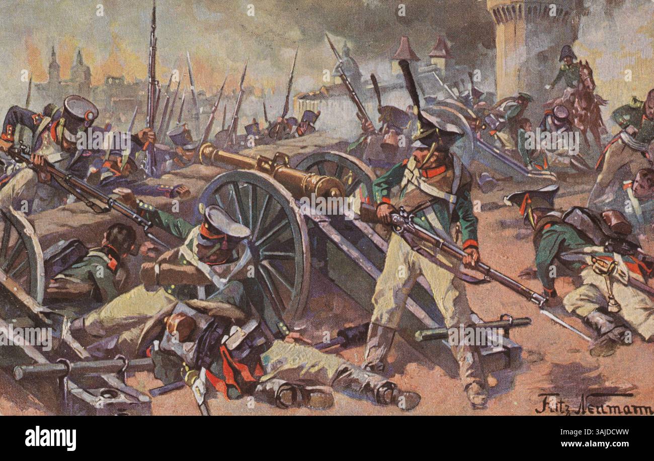 This postcard, created after 1906, depicts the capture of Smolensk. The ...
