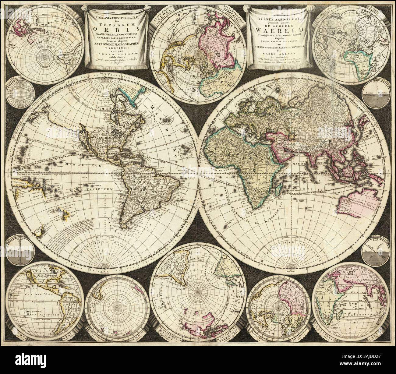 This 1696 world map by Carolus Allard shows the global landscape at the ...