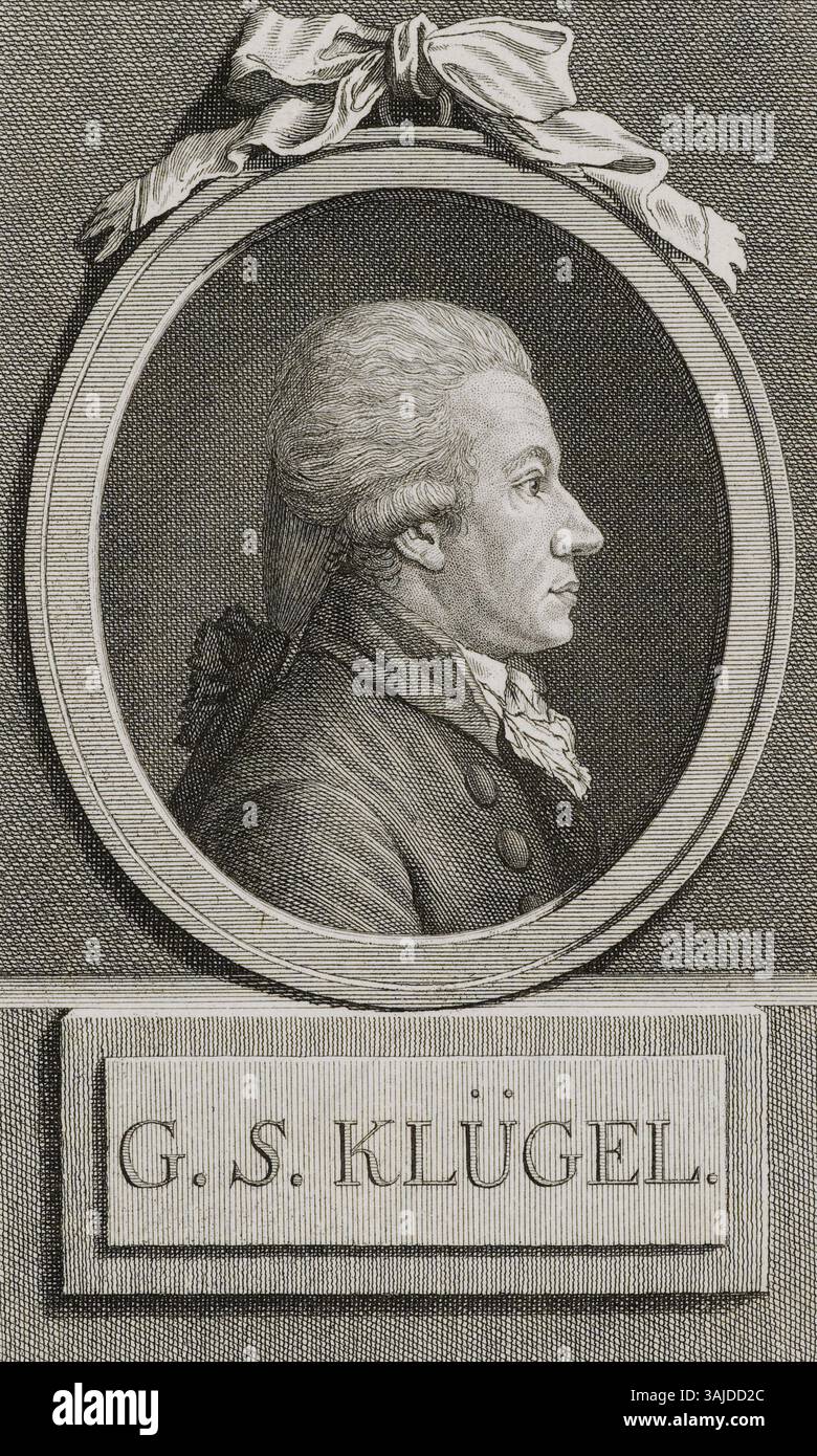 A copper engraving portrait of Georg Simon Klügel, created by Gottlob ...