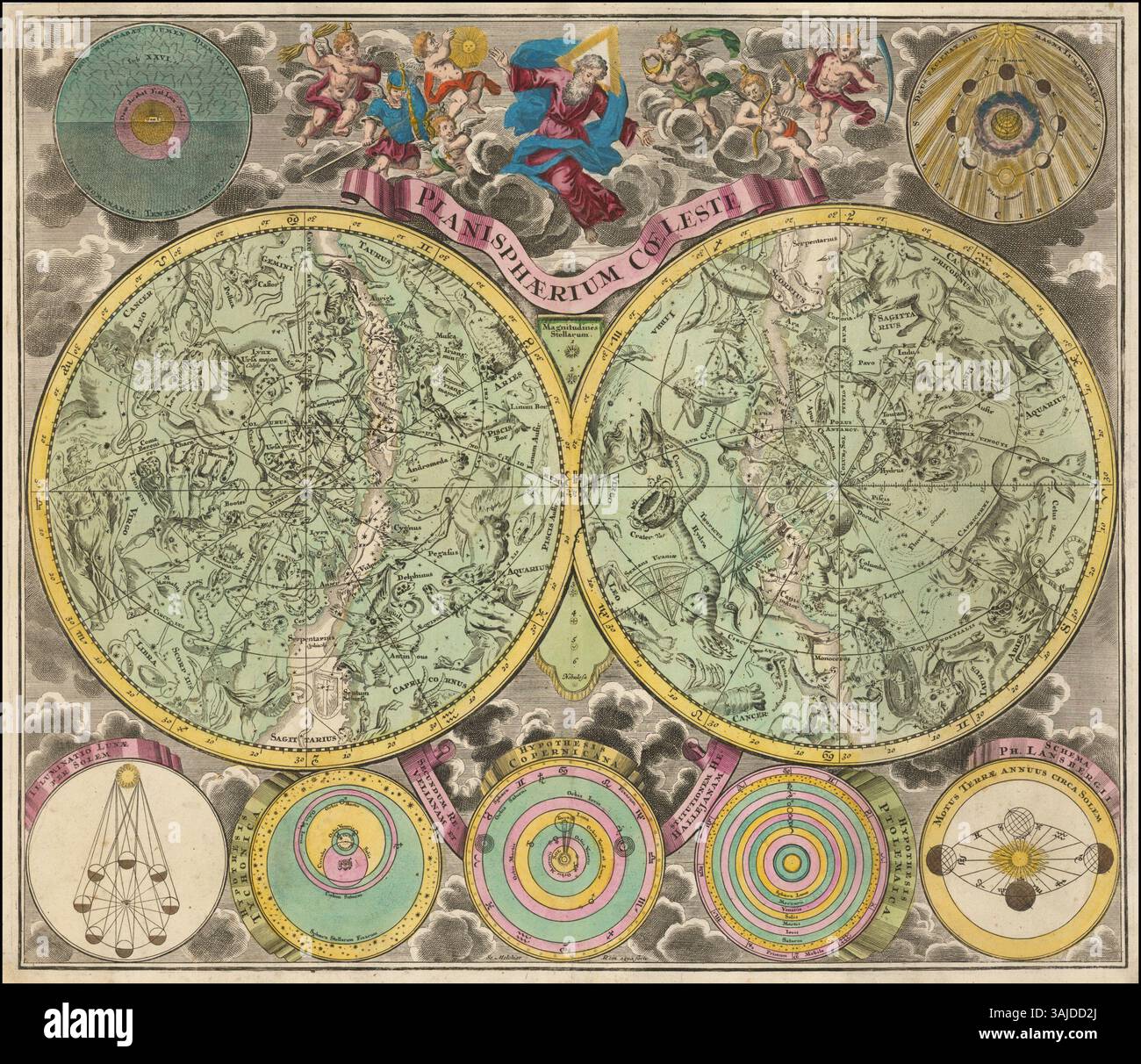A celestial map created in 1728 by Melchior Rein, showcasing the stars ...