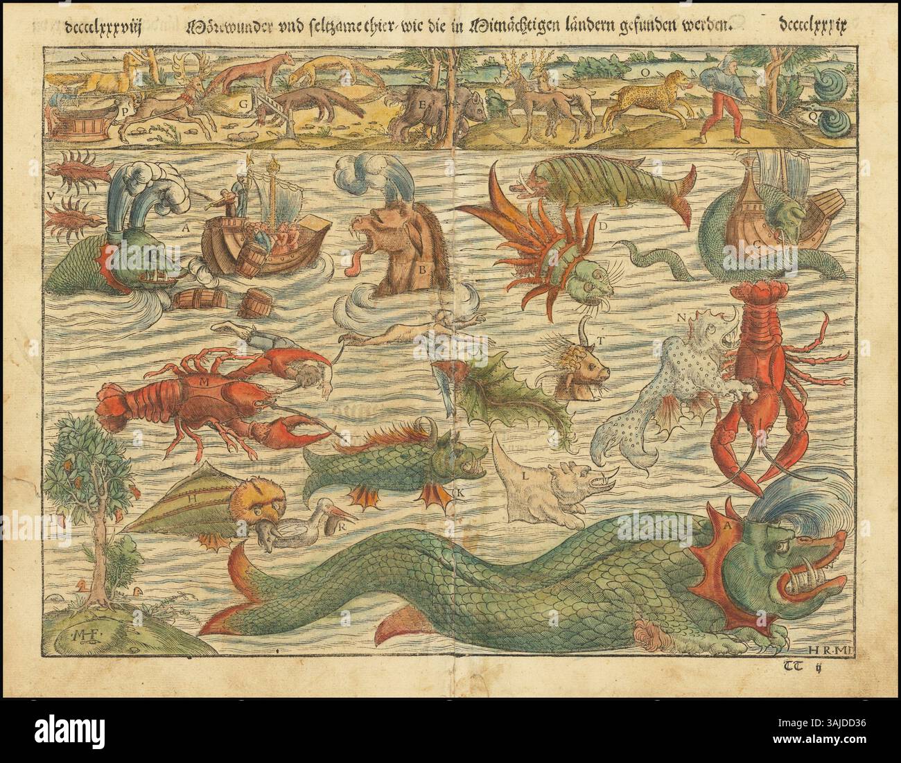 The 1570 edition of Sebastian Münster's Chart of Sea Monsters is a ...