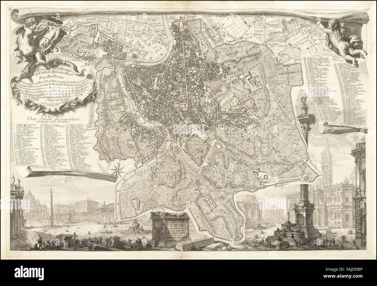 A 1748 map of Rome by Giovanni Battista Nolli, providing an accurate ...