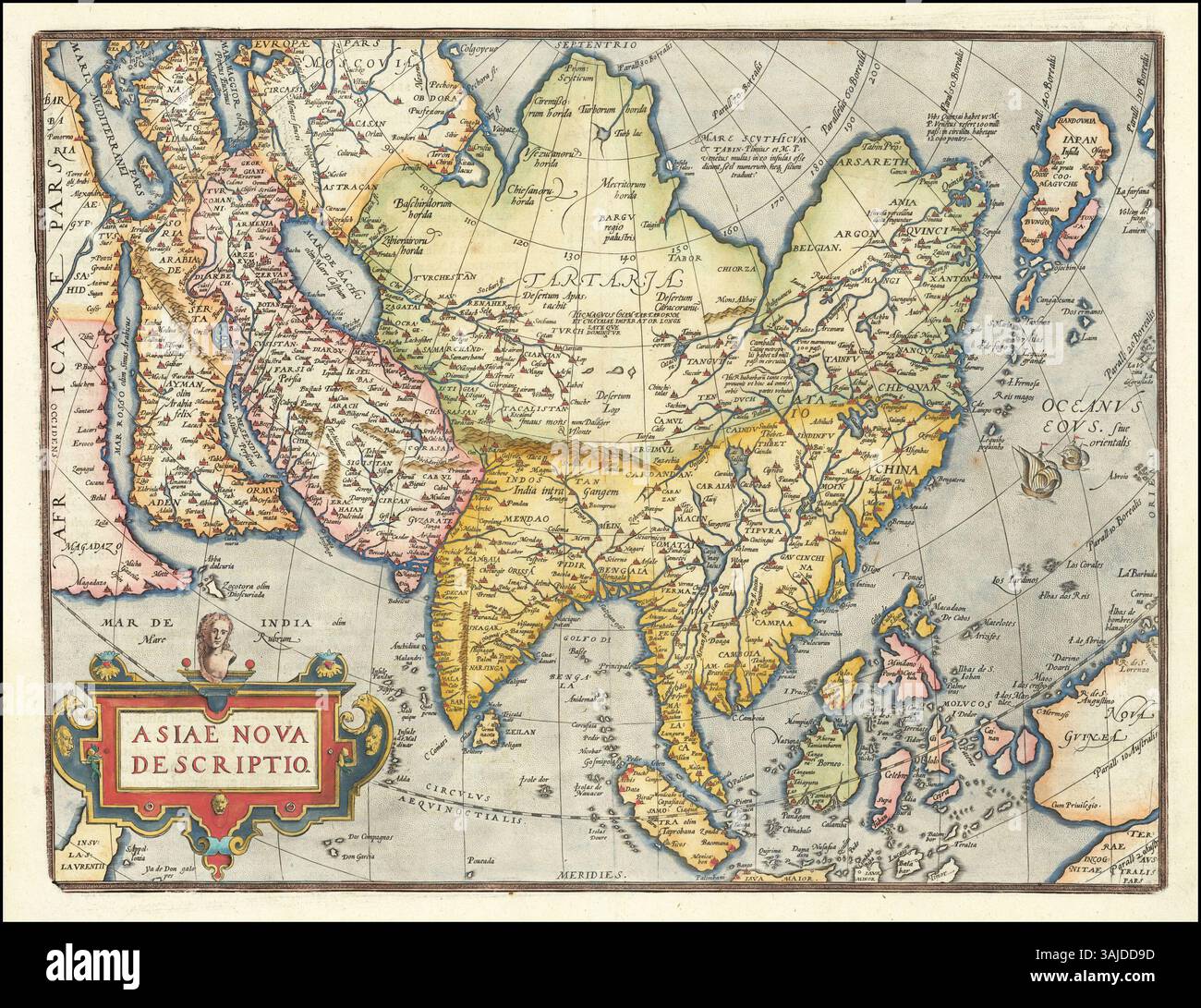Abraham Ortelius’ 1595 map, 'Asiae Nova Descriptio,' is a part of his ...