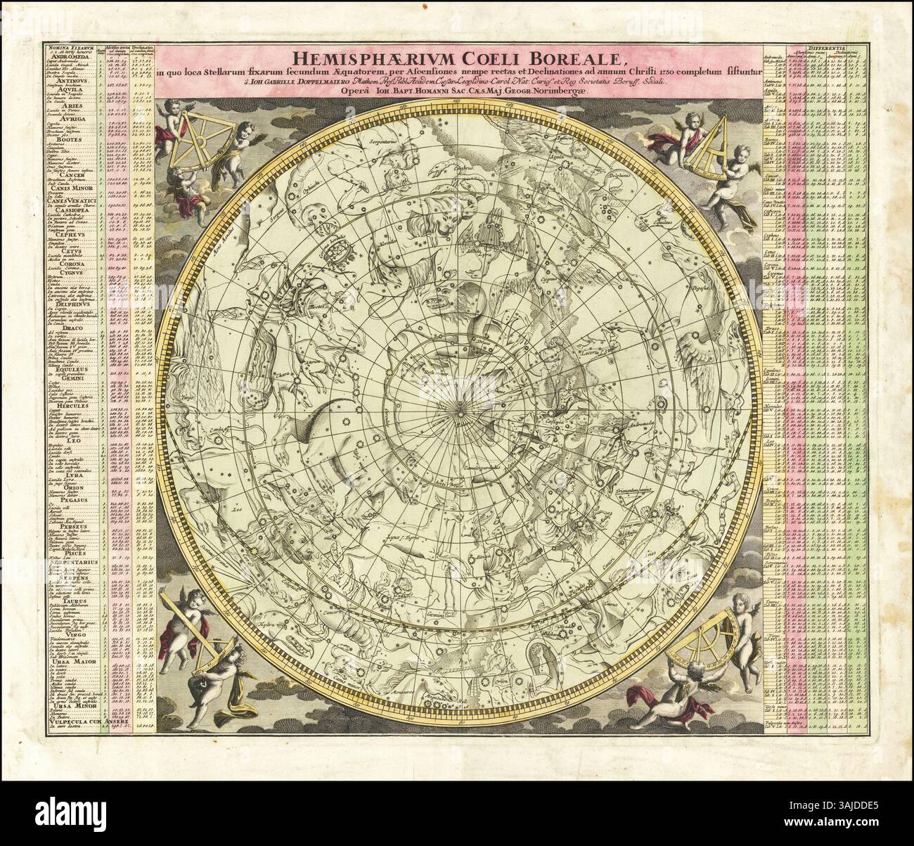 This 1730 celestial map by Johan Gabriel Doppelmayr depicts the ...