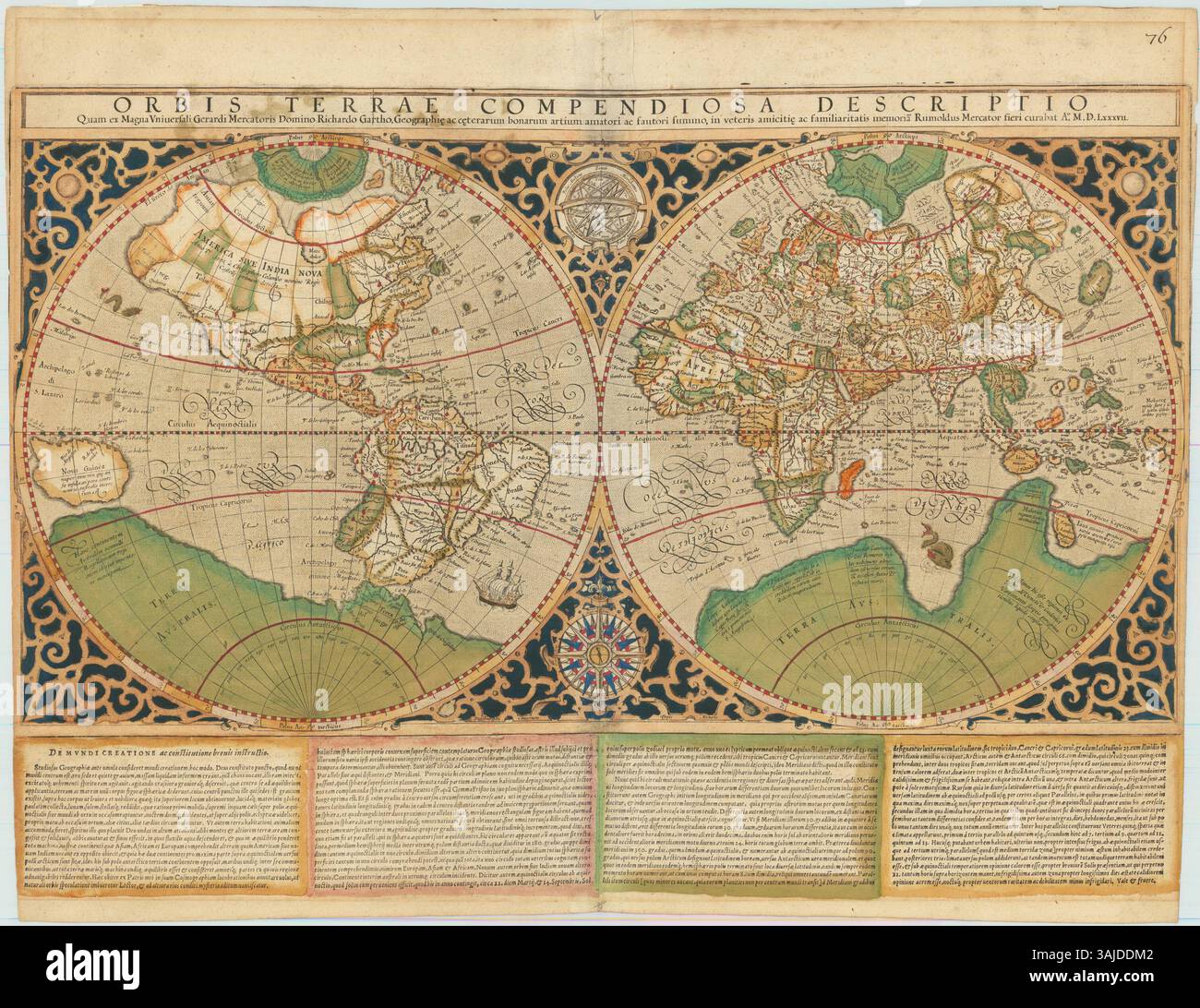 This 1595 world map, by Gerard Mercator and Isaac Casaubon, offers a ...