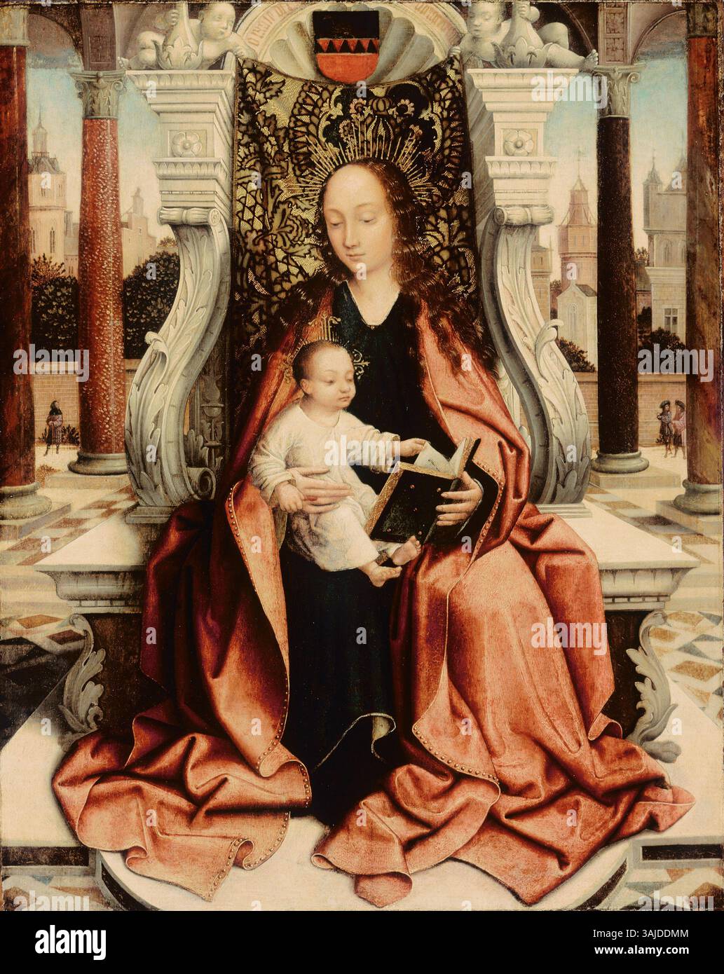 The painting 'The Virgin Enthroned' by the Master of Frankfurt (c. 1460 ...