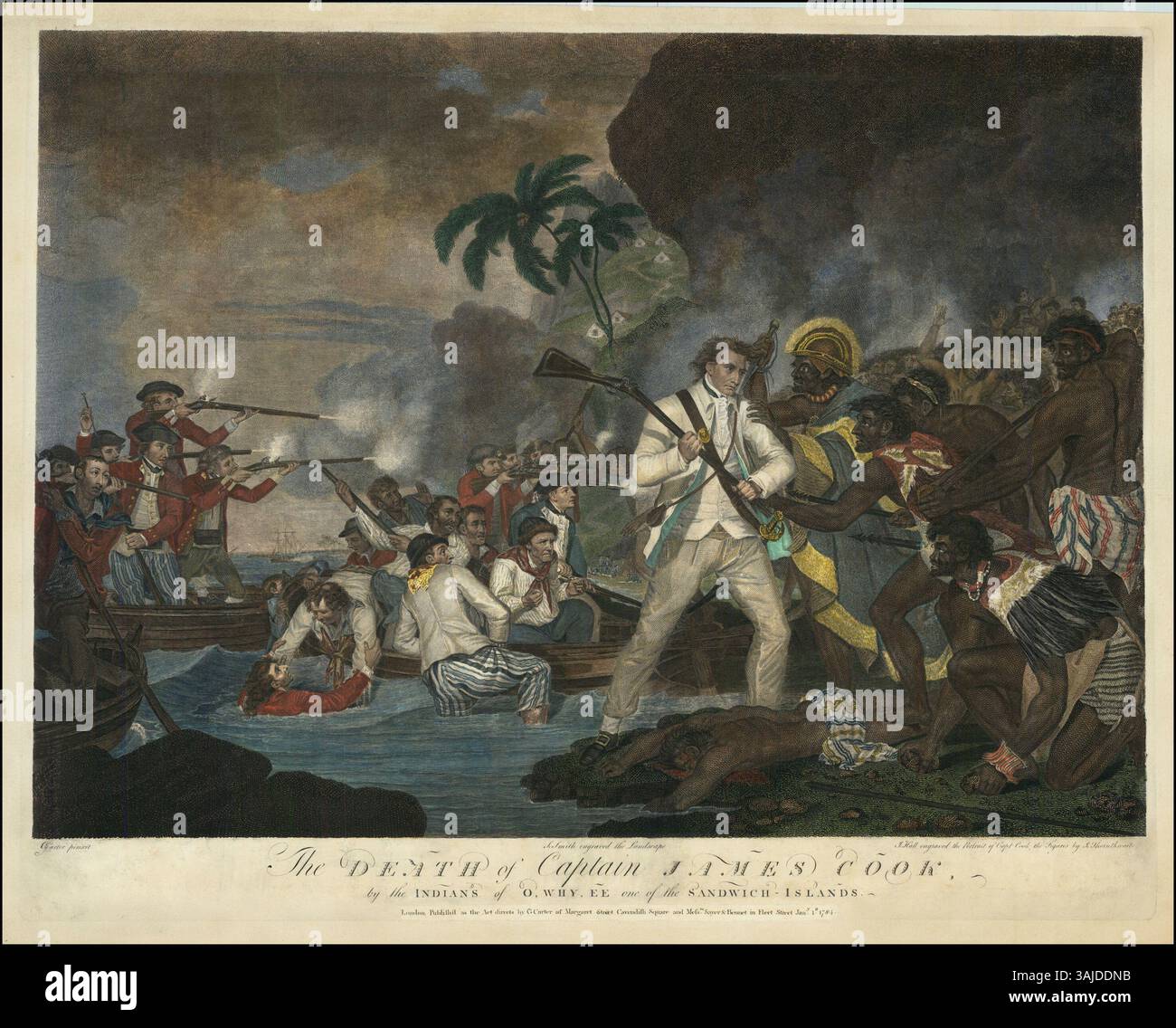 This 1784 painting by George Carter depicts the death of Captain James ...