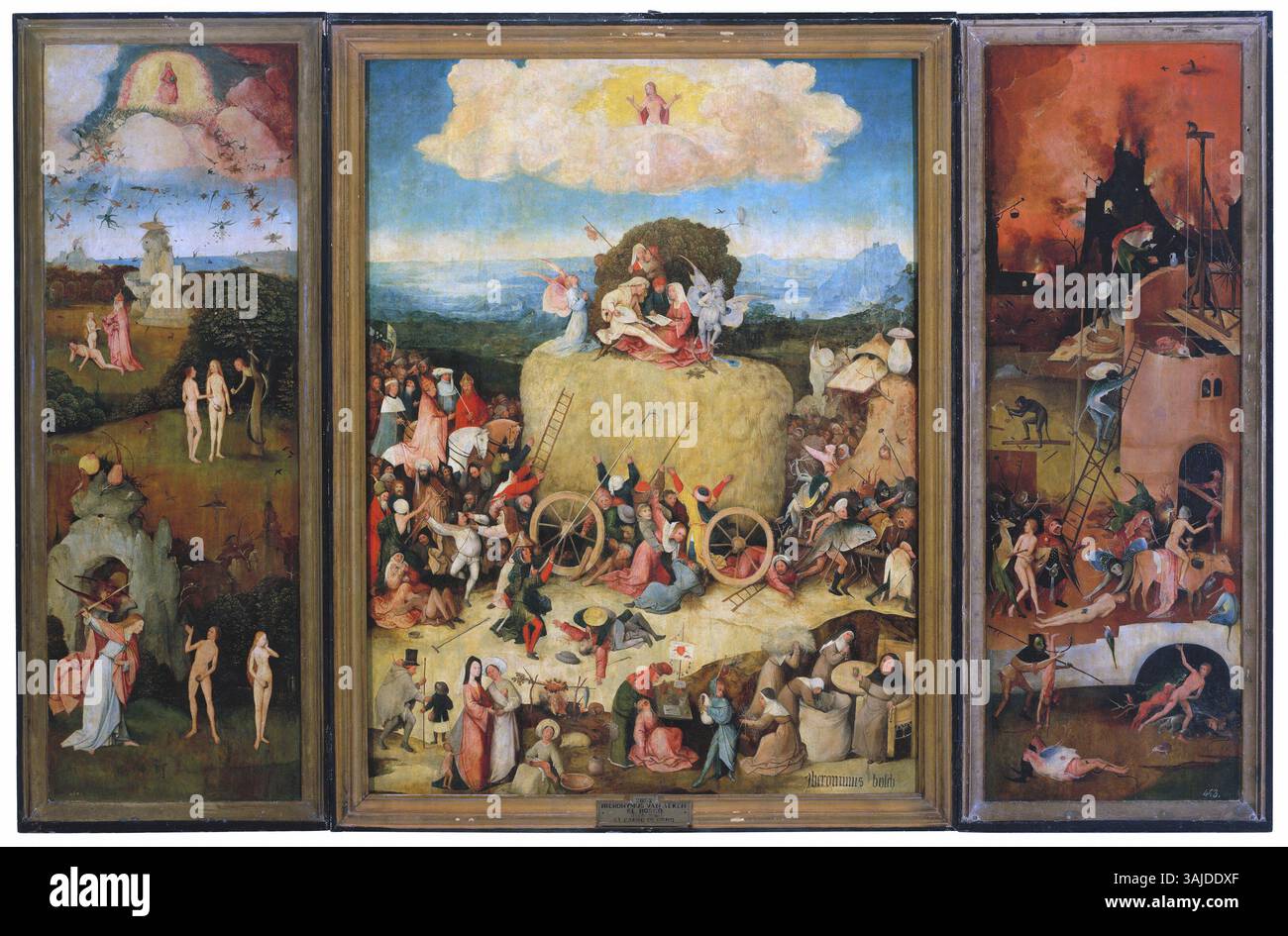 The Haywain Triptych, attributed to Hieronymus Bosch or his workshop ...