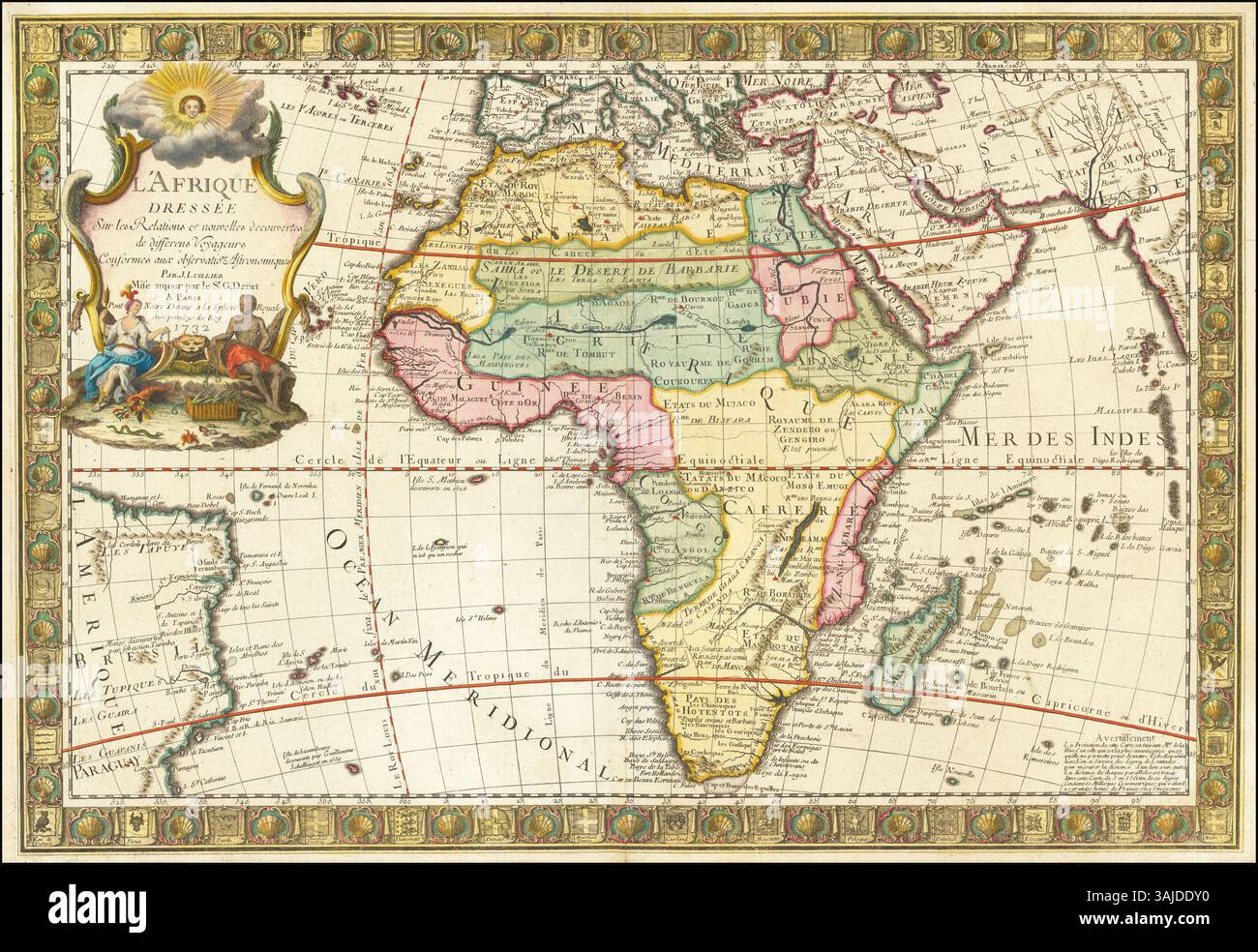 Guillaume Danet's 1732 map of Africa presents the continent with a ...