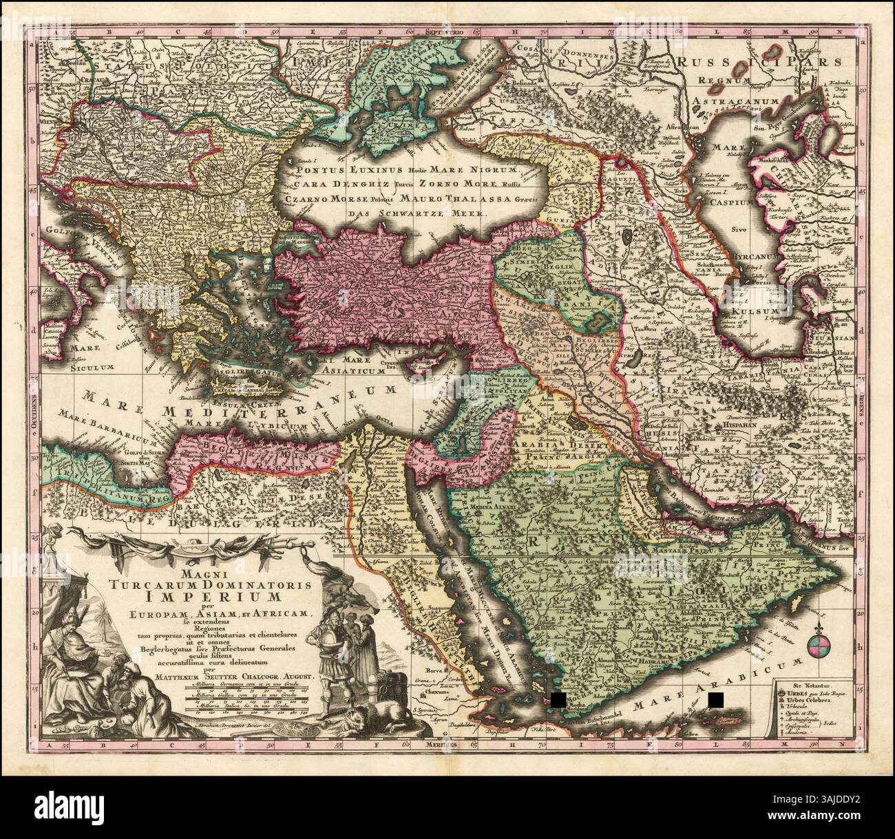 This 1727 map by Matthaus Seutter illustrates the vast reach of the ...