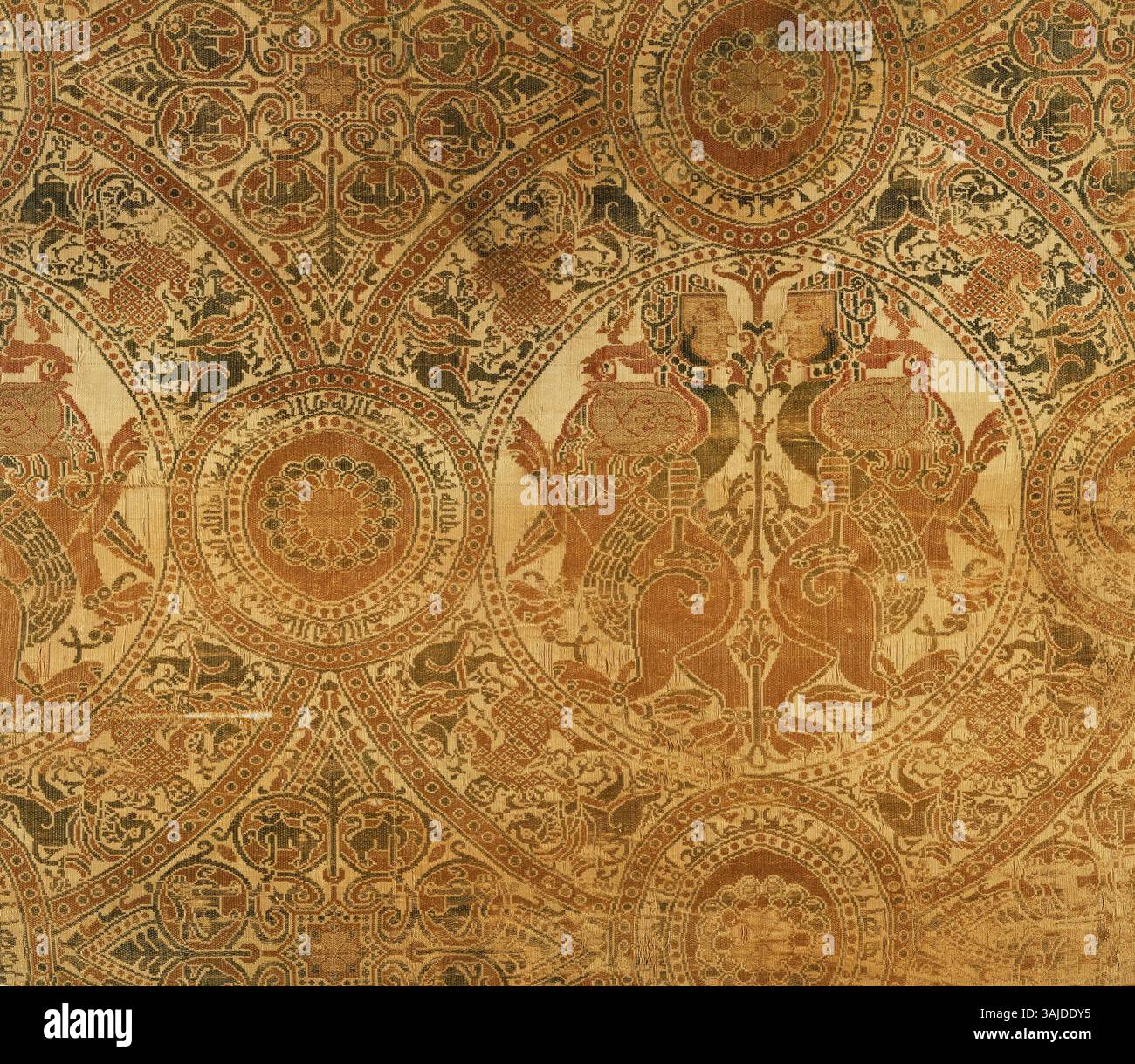 This 12th-century textile fragment depicts wrestling lions and harpies ...