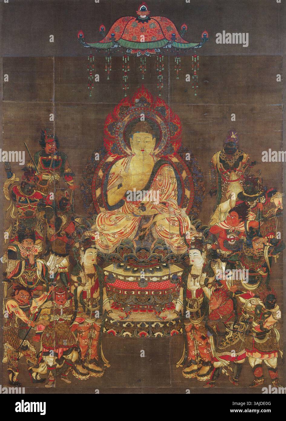 This 13th-century painting from the Kamakura period depicts Yakushi ...